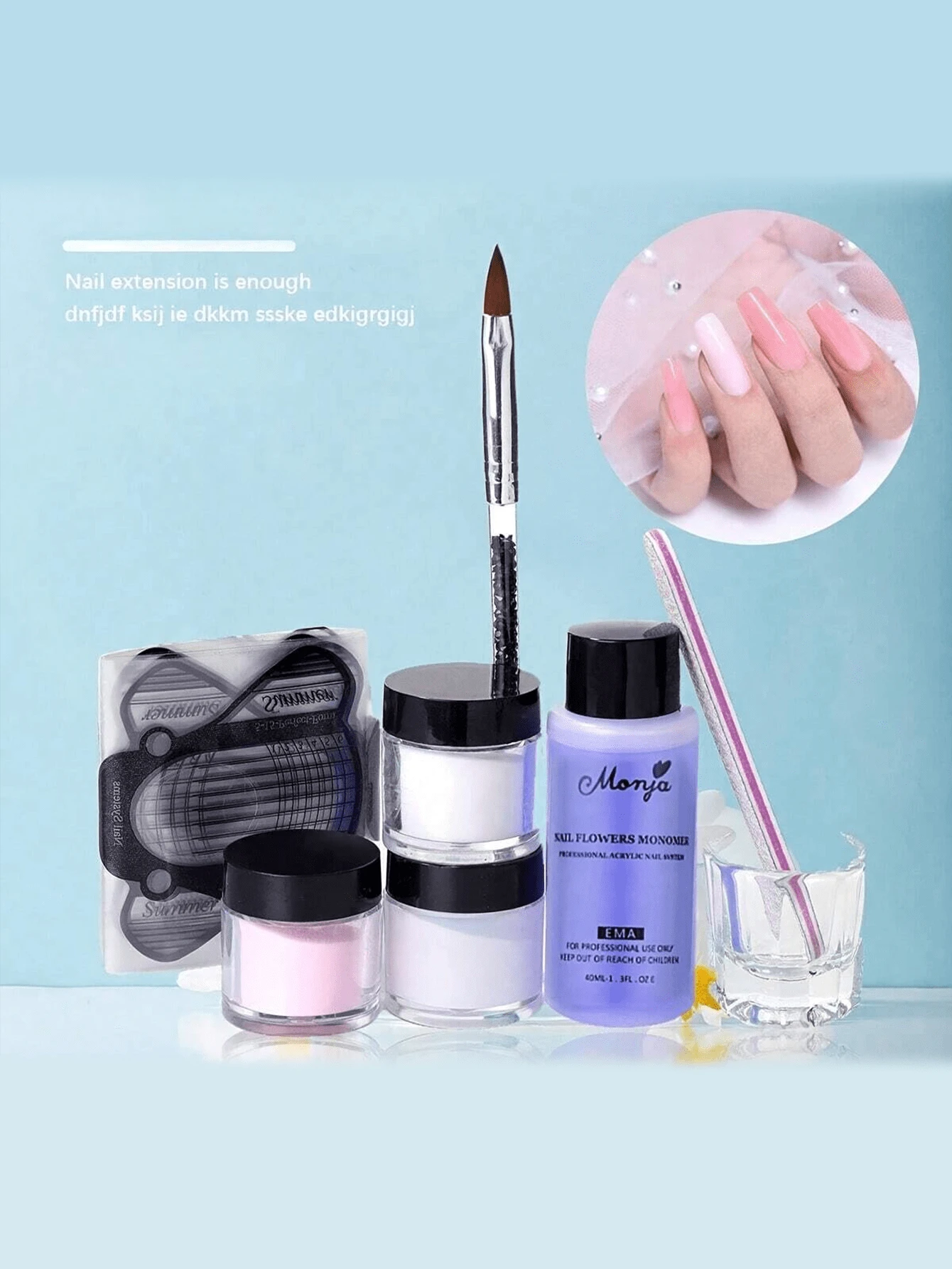 Acrylic Nail Kit - Clear Pink White Acrylic Powder Nails Kit Acrylic ...