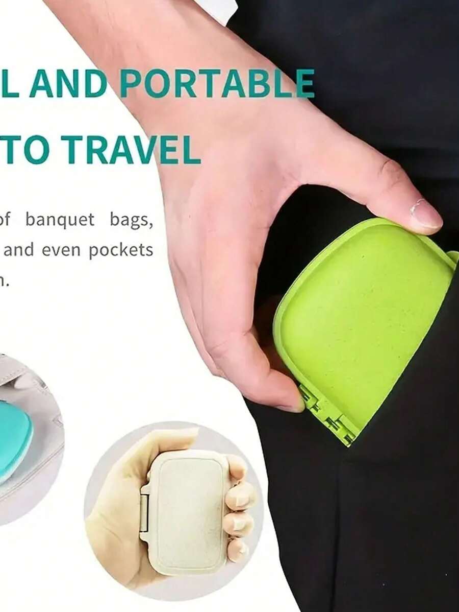 1pc Green Portable Pill Box For Travel, 8 Compartments For Medicine And ...