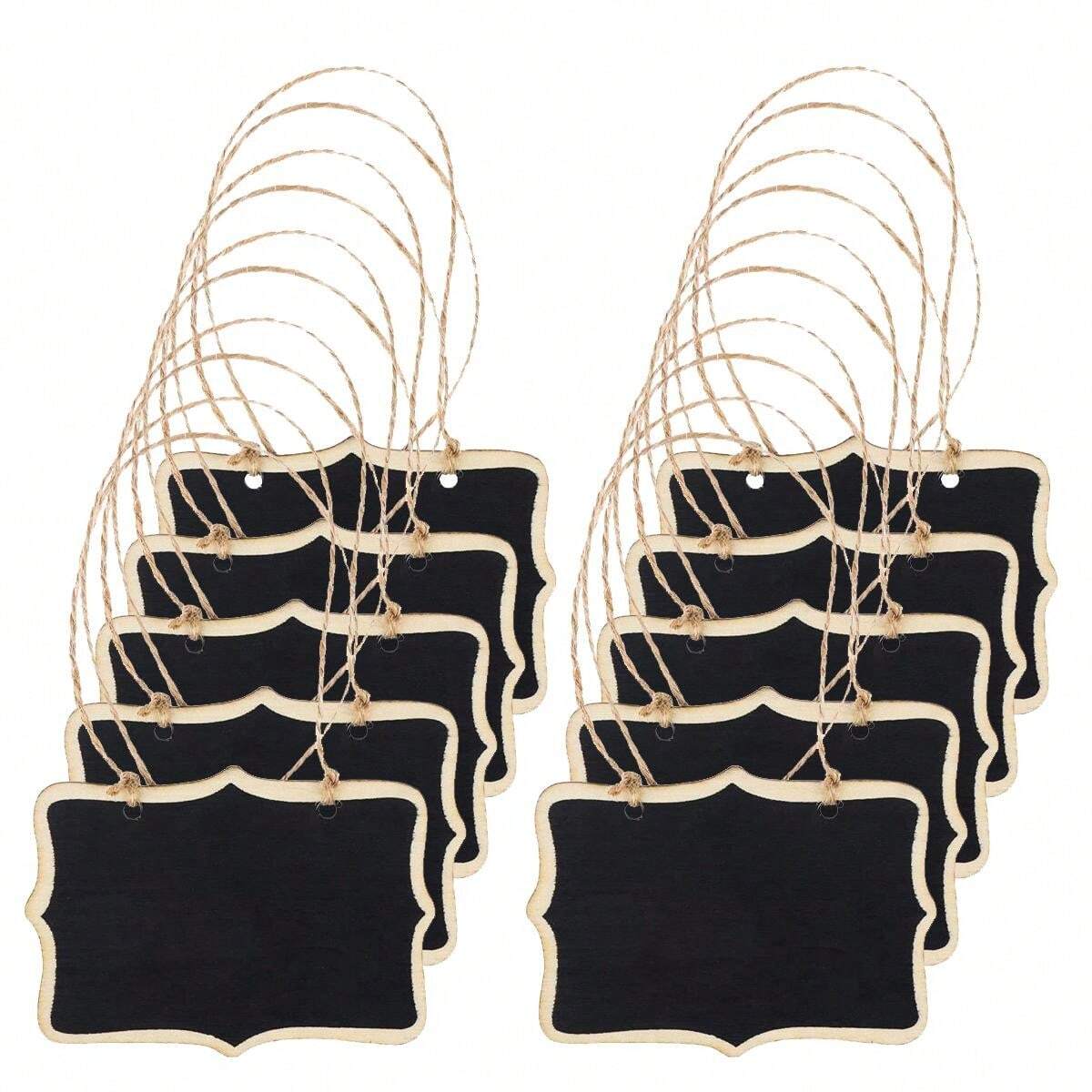10 Pcs Reusable Mini Wood Chalkboards With Hanging String Erasable ...