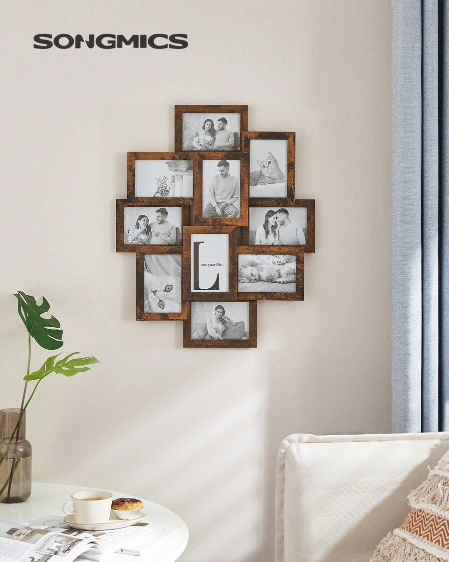 SONGMICS Collage Picture Frames, 10 Frames For 4x6 Photos, Collage ...
