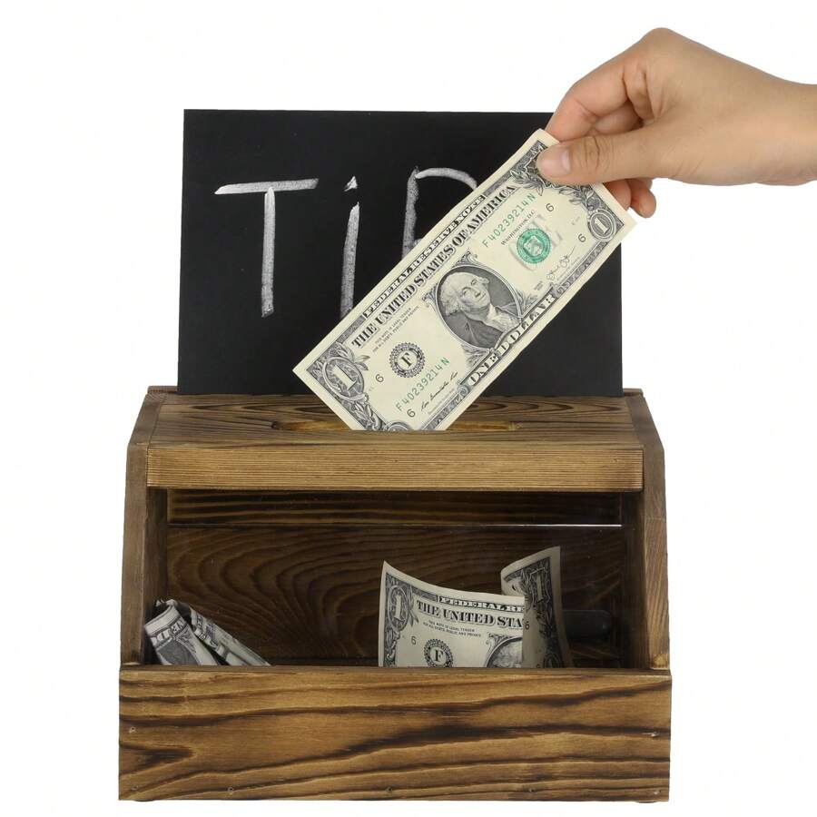 Brown Wood Tips And Suggestion Box With Lock, Comment Card Or Money Box ...