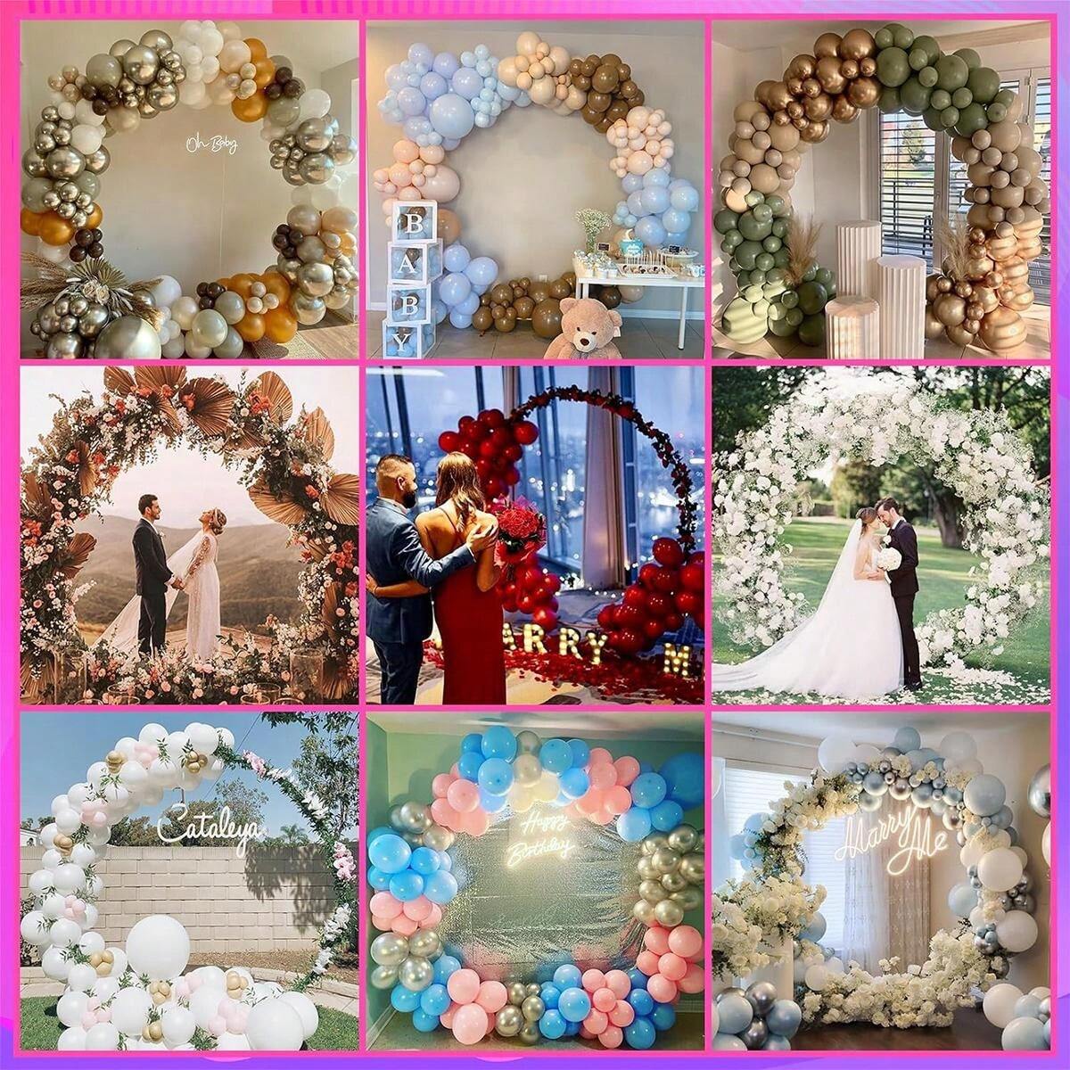 Round Backdrop Stand 6.7ft Aluminum Balloon Arch Kit Gold Circular ...