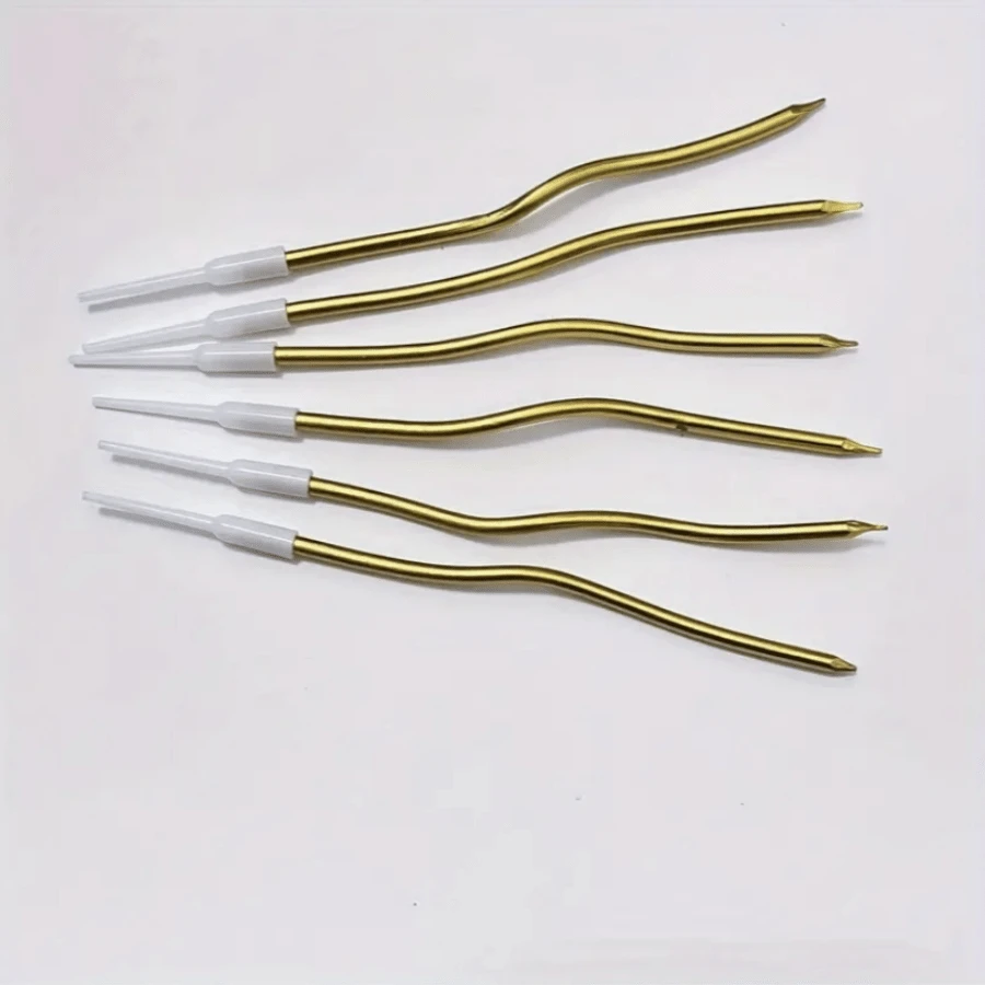 12 Pack Cake Line Happy Birthday Candle Party Dessert Table Curve Gold ...