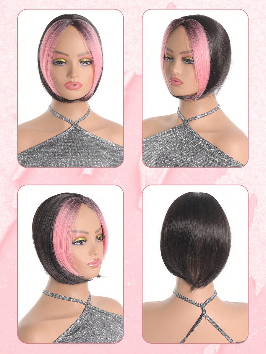 Highlight Purple Pink 3D Bangs Invisible Seamless Head Hair Straight ...