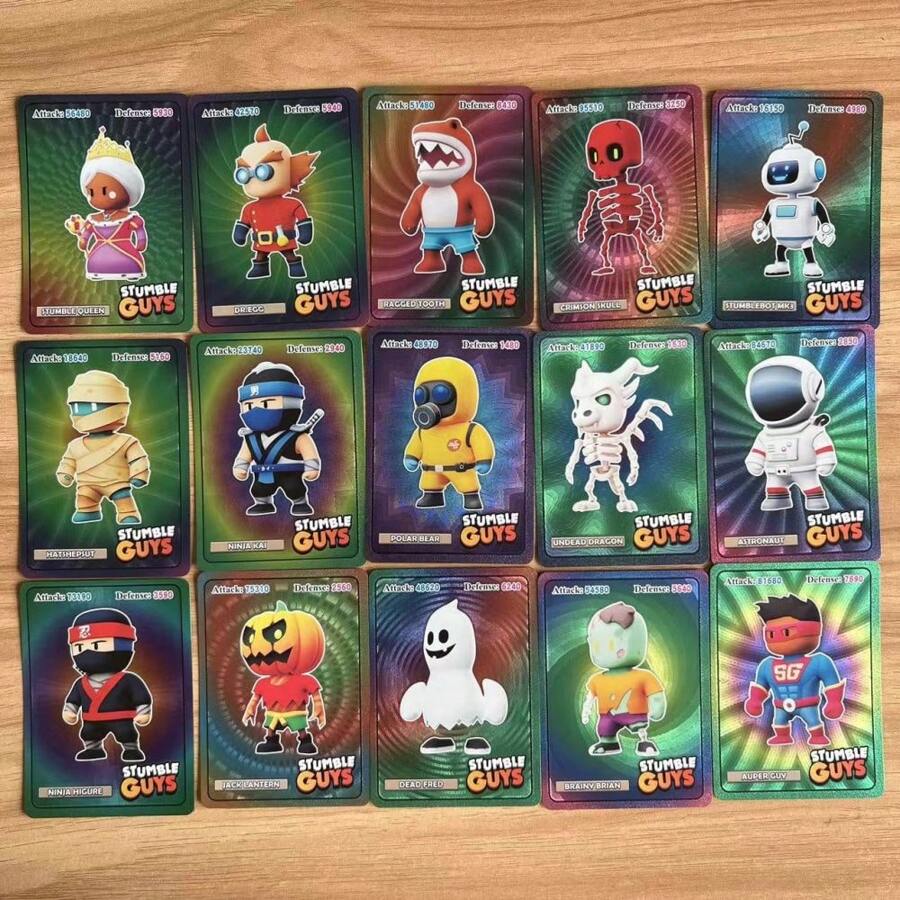 55Pcs/Set Stumble Guys Cards Gold Silver Foil Shiny Anime Game ...