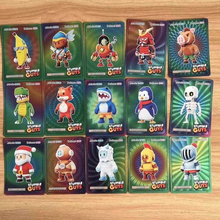 55Pcs/Set Stumble Guys Cards Gold Silver Foil Shiny Anime Game ...