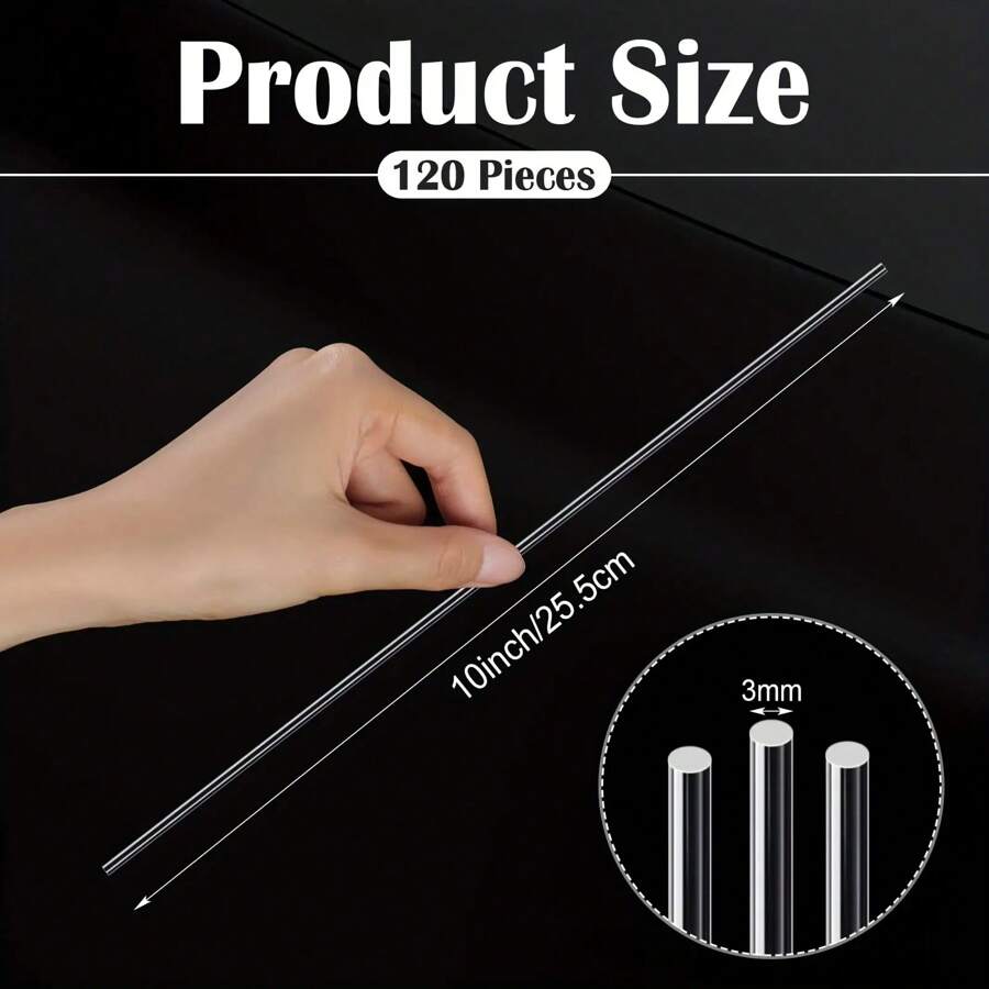 120 Pieces 10 Inch Clear Acrylic Rods 1/8 Inch Diameter Acrylic Dowel ...