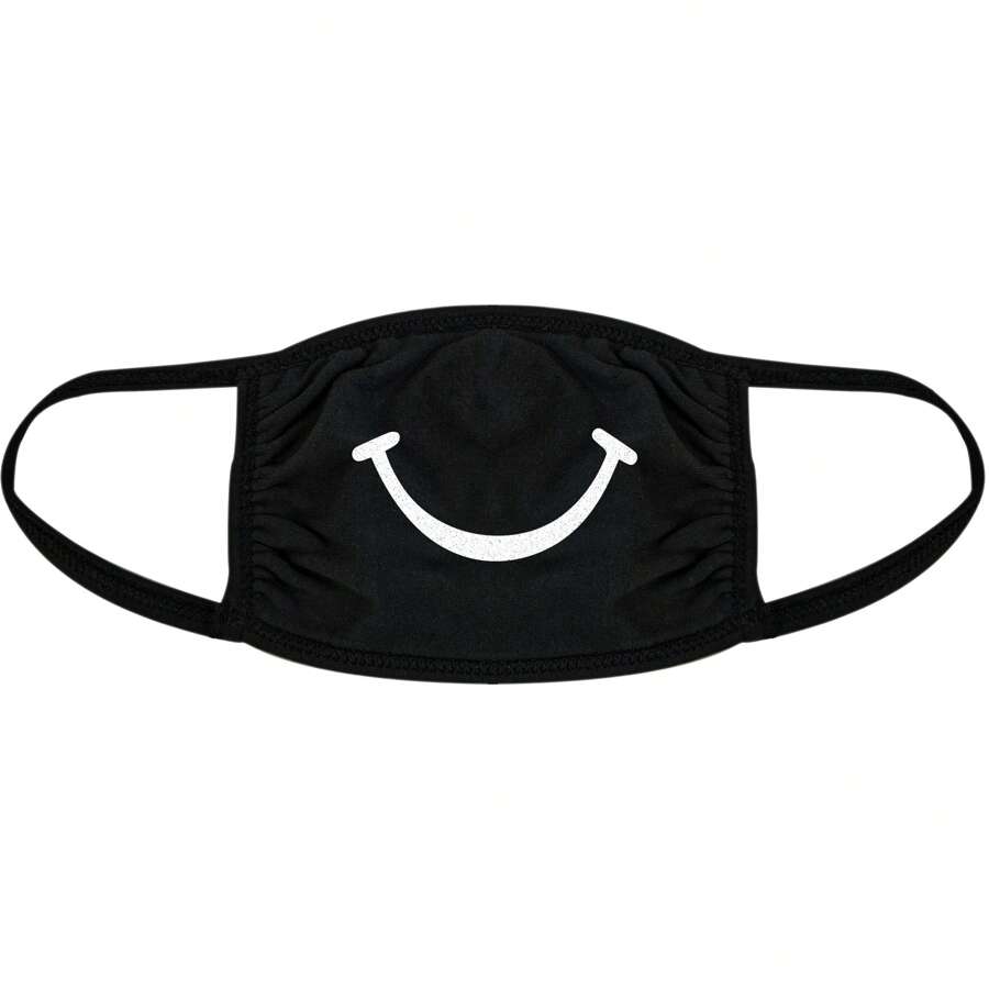 Smiling Face Mask Funny Happy Happiness Novelty Graphic Nose And Mouth ...