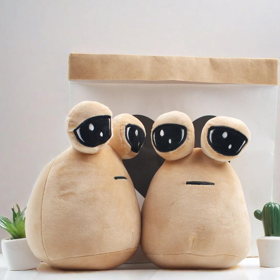 Halloween Decoration Pou Plush Brown Alien Stuffed Doll, Cute Alien Pou ...