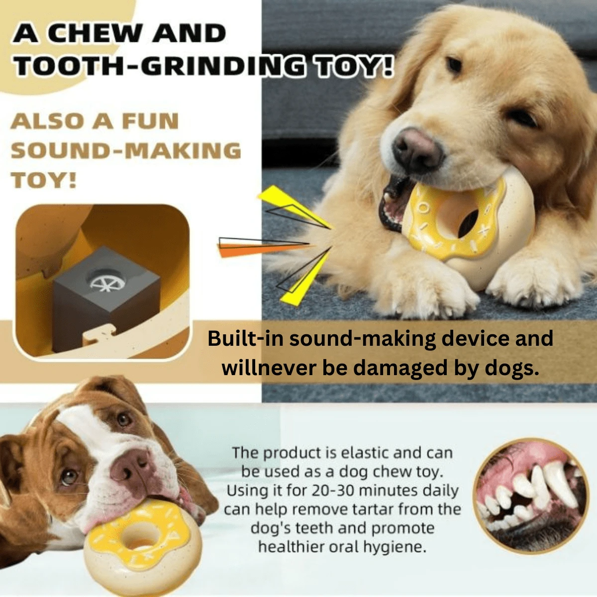 Donut Sound Attracting Pet Toys, Dog Chew Toy, For Solving Anxiety ...