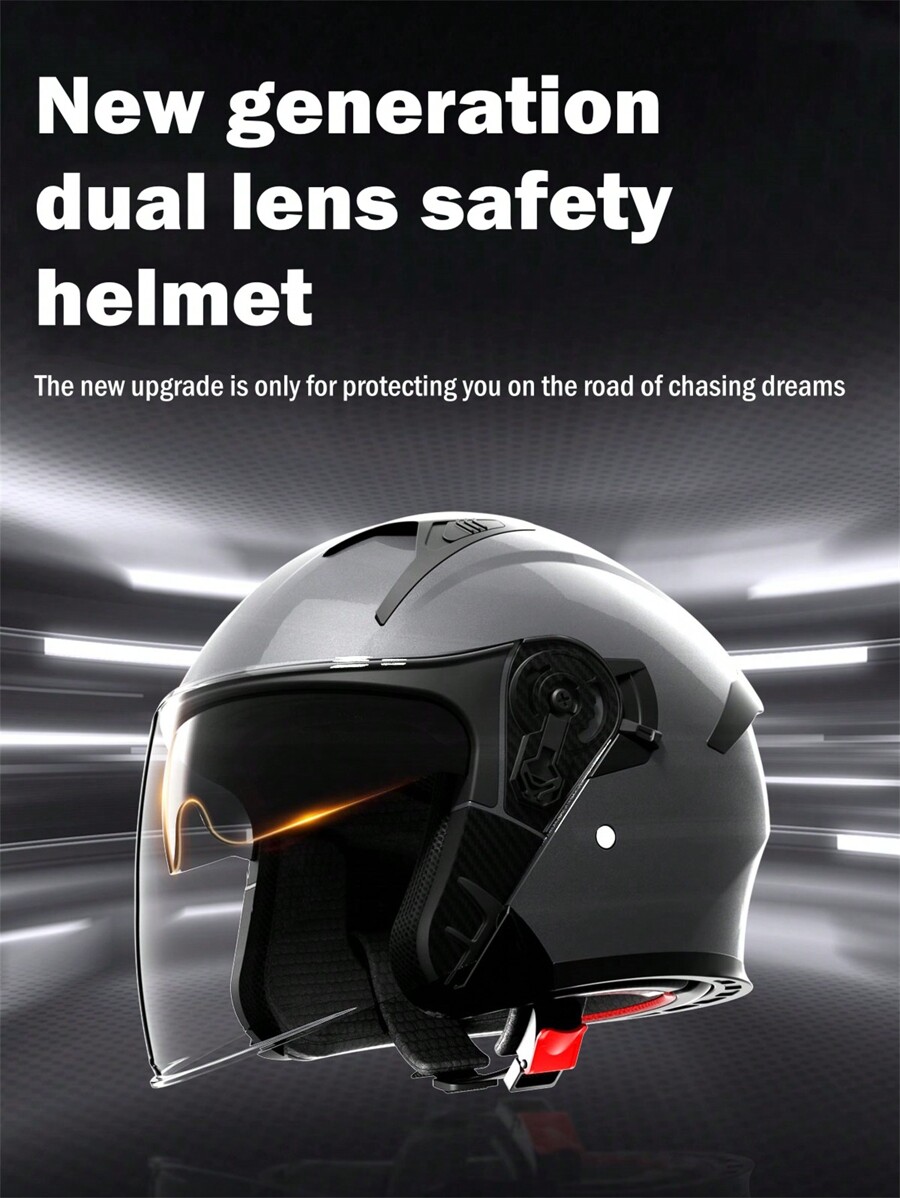 Motorcycle Helmet HD Anti Fog Double Lens Open Face Helmets Seasons DOT ...