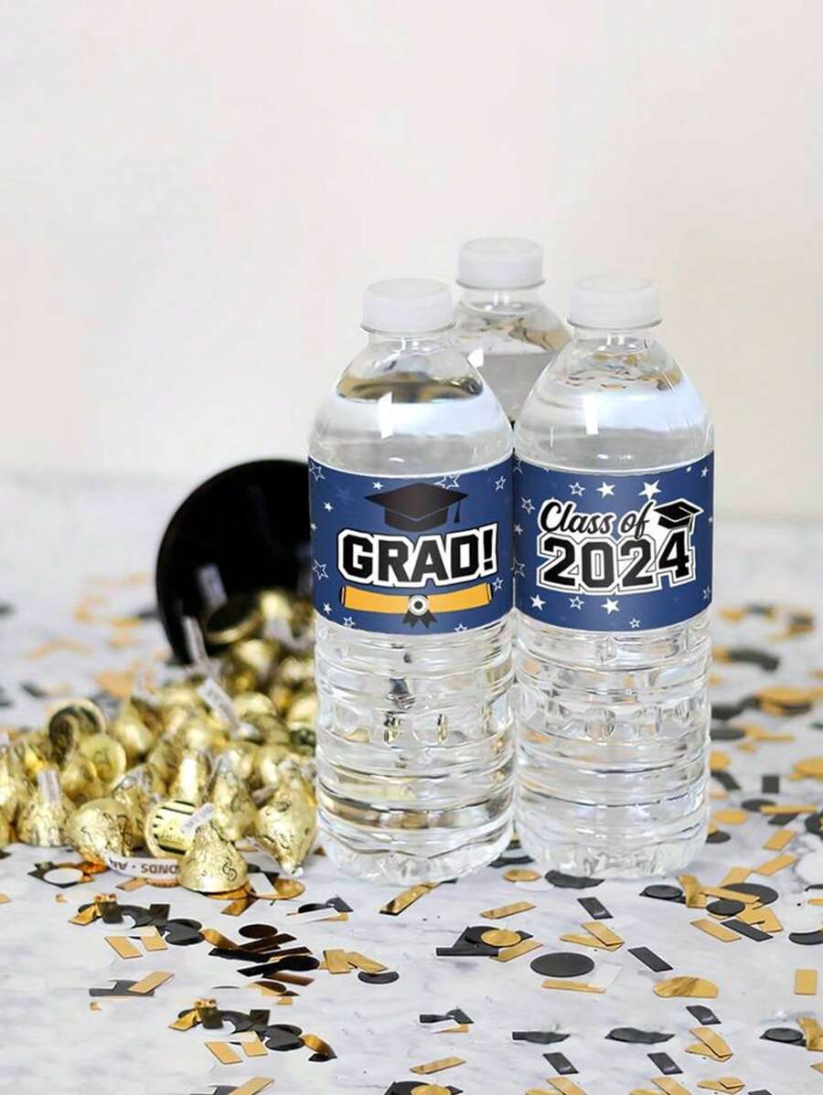 6 Sheets Graduation Mineral Water Stickers, Graduation Party Waterproof ...
