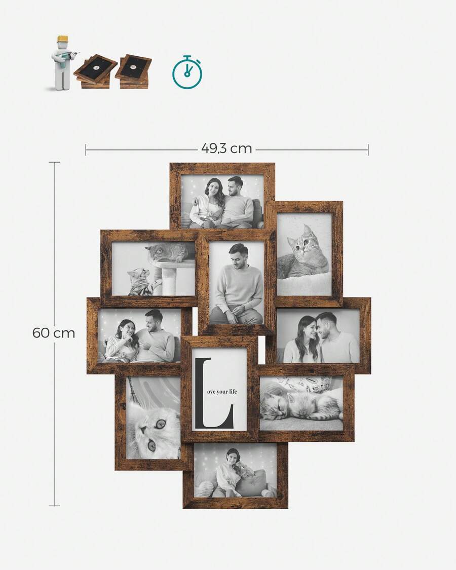 SONGMICS Collage Picture Frames, 10 Frames For 4x6 Photos, Collage ...