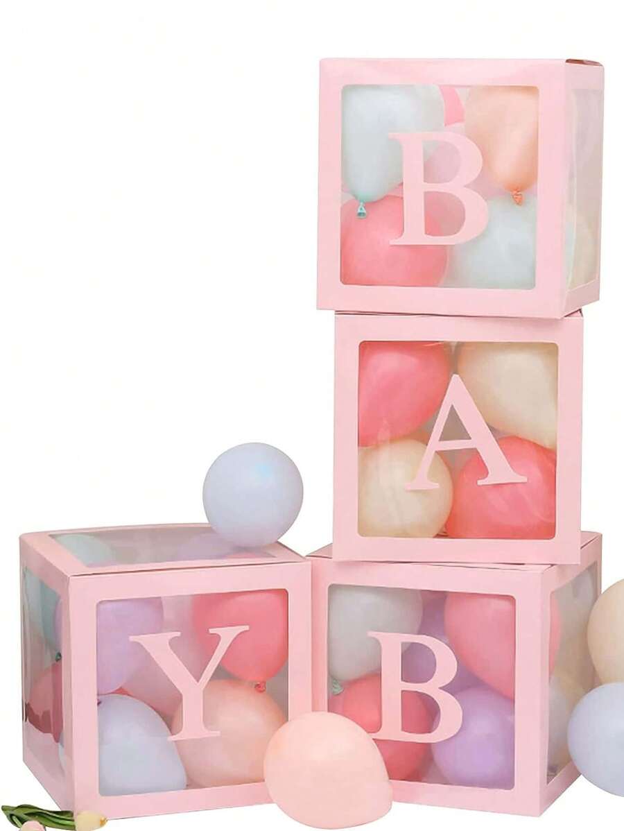 4pcs Baby Boxes With Letters For Baby Shower, Baby Shower Decorations ...