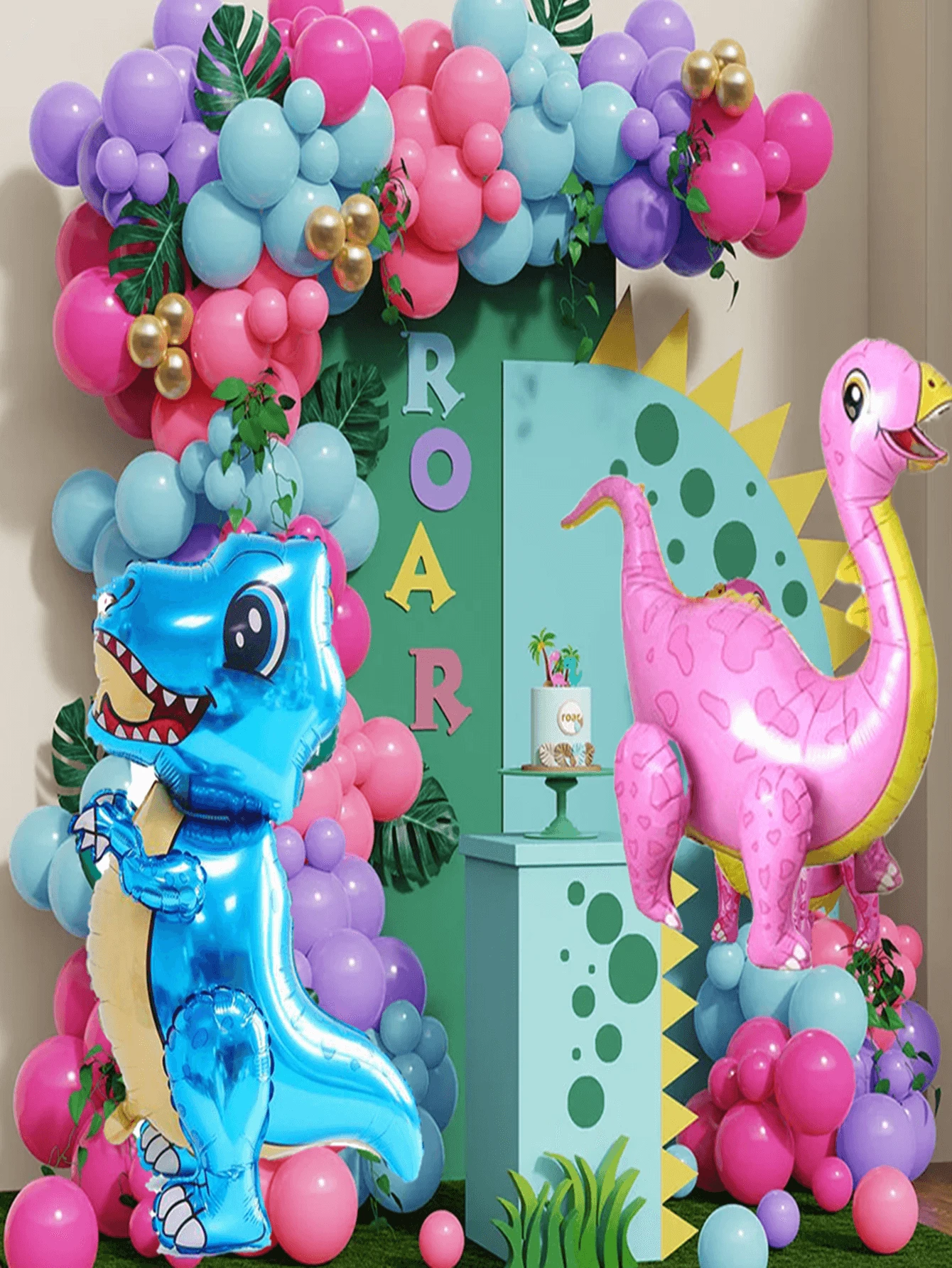 145 Dinosaur Birthday Decorations Pink Swordosaur Tyrannosaurus Rex ...