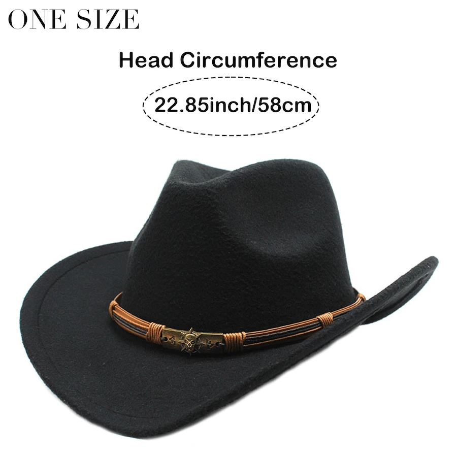 1pc Unisex Western Cowboy Hat Classic Wide Brim Silver Blue Bead ...