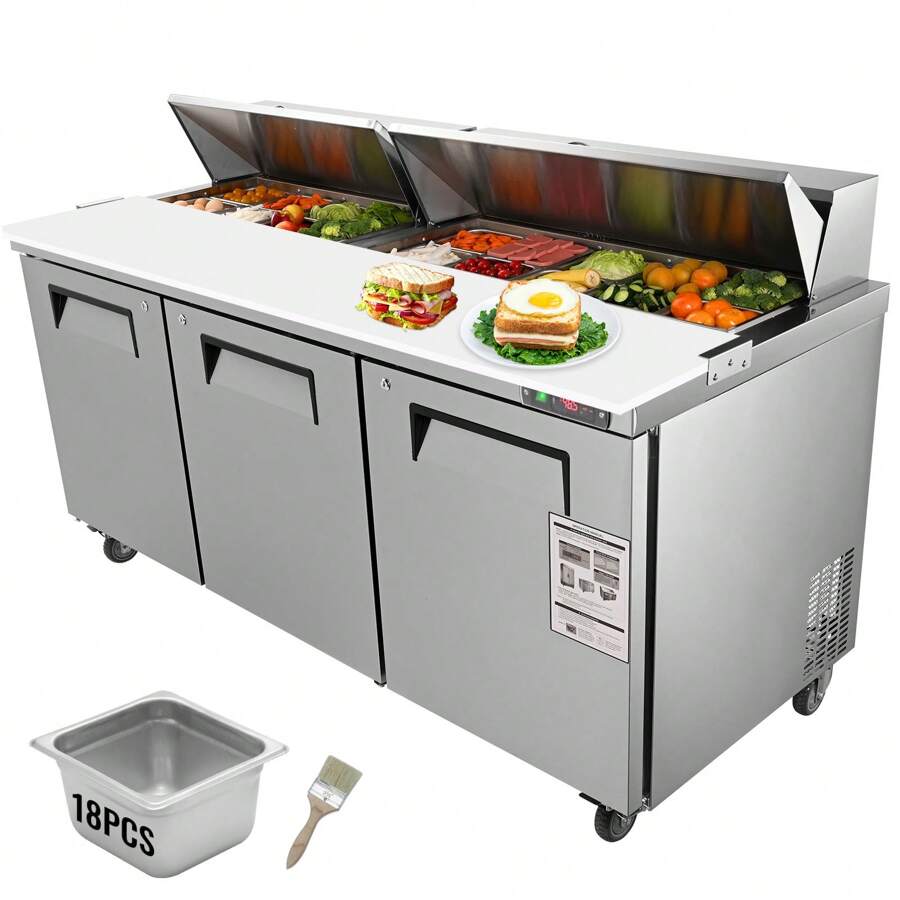 Commercial Refrigerator, 72" Sandwich & Salad Prep Table, 17.73 Cu. Ft ...