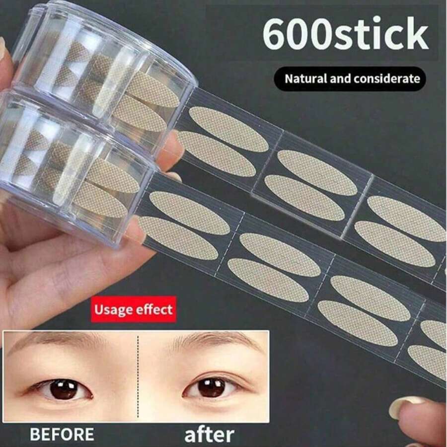 600pcs/Roll Natural Skin Color Double Eyelid Tape, Circular Pattern ...