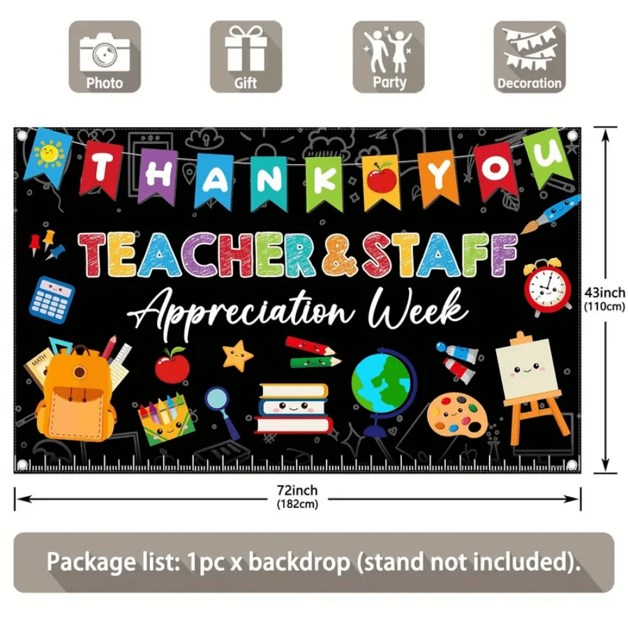 1pc Teacher Appreciation Week Backdrop Banner School Classroom ...