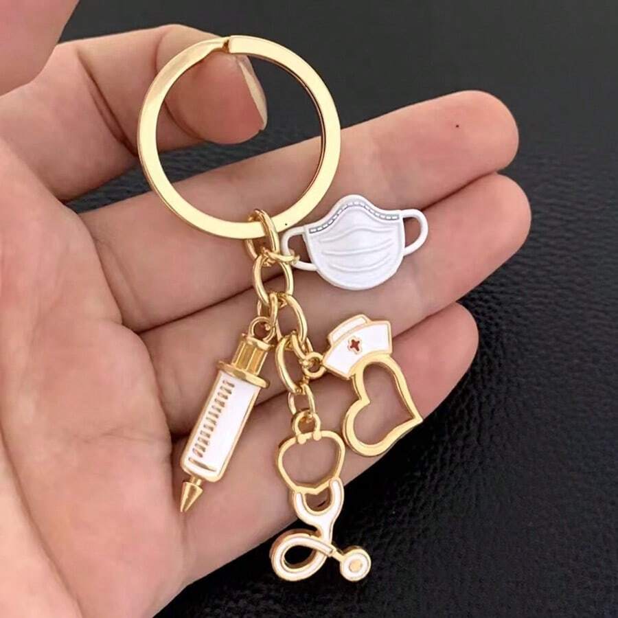 1 Doctor And Nurse Medical Keychain Syringe, Stethoscope, Mask ...