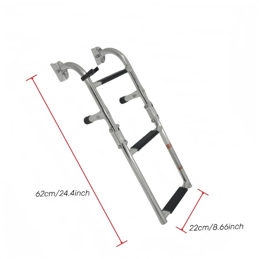 Boat Foldable Stainless Steel 3 Step Ladder Marine Pontoon Ladder ...