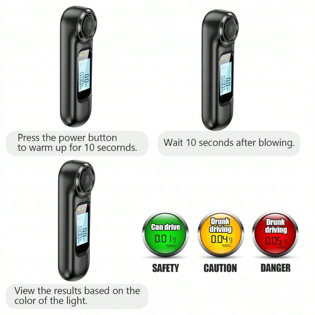 Non-Contact Portable Breathalyzer High-Precision Alcohol ...