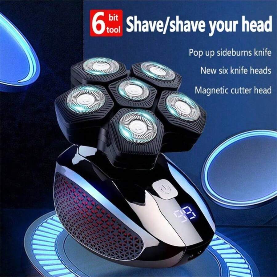 IPX7 Waterproof Electric Shaver, Men Beard Trimmer, Cordless Bald Head ...