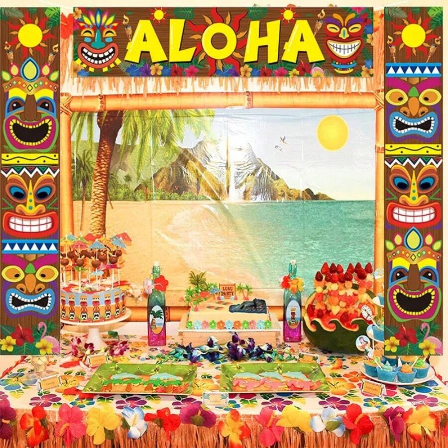 1pc Hawaii Party Decoration Banner Luaus Banners Aloha Tiki Carnival ...