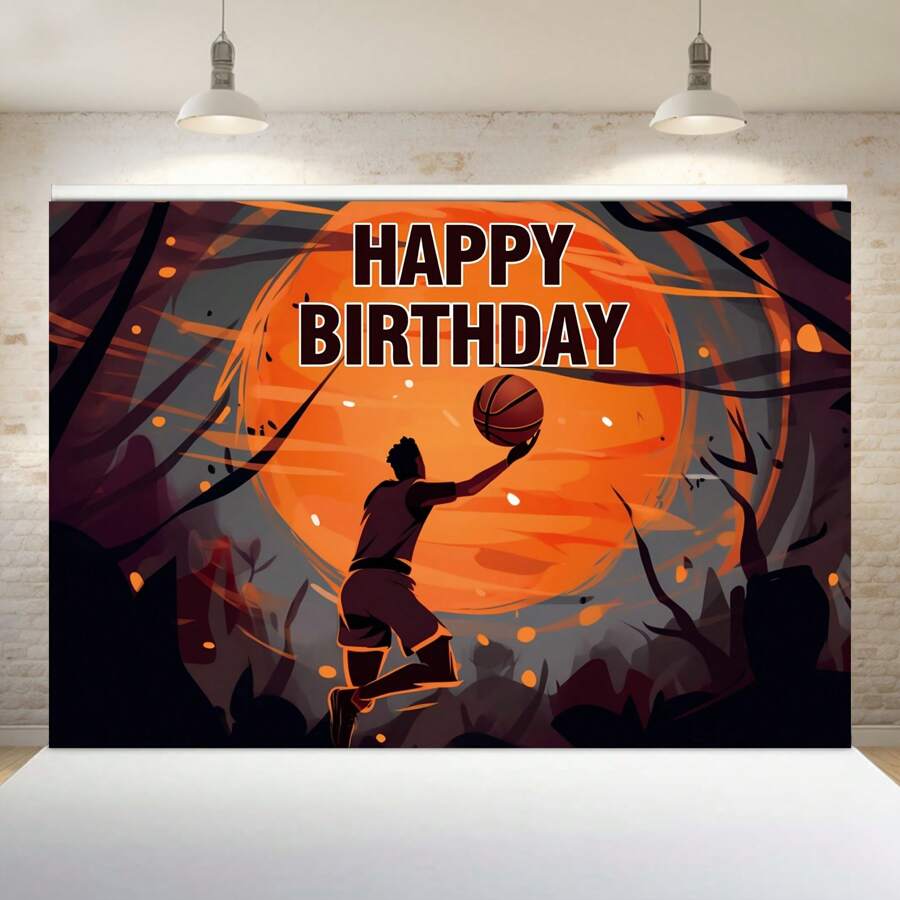 1pc Basketball Happy Birthday Backdrop, Basketball Happy Birthday ...