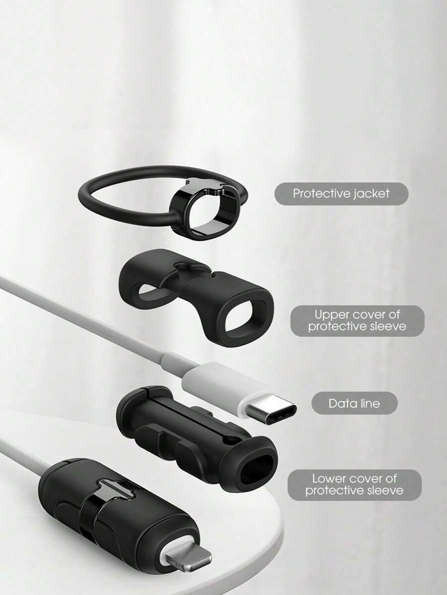 2pcs Black Silicone USB Cable Protector To Protect Both Ends Of Data ...