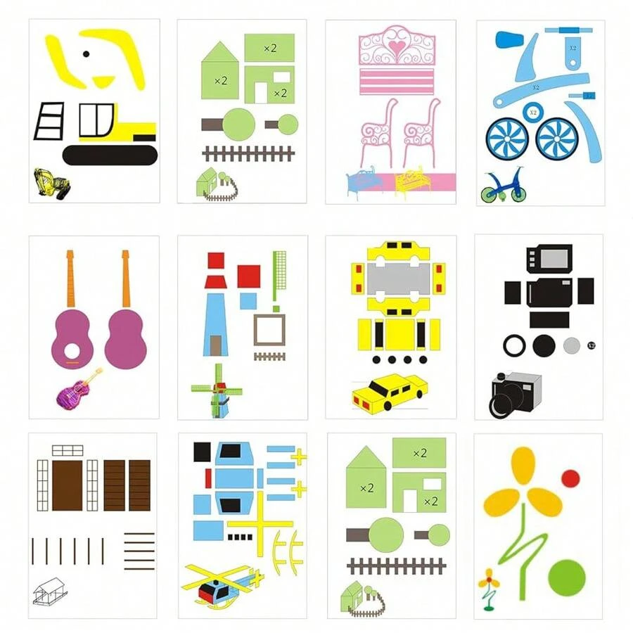 10 Sheets 3D Printer Drawing Molds Paper Stencils For 3D Printing Pen ...