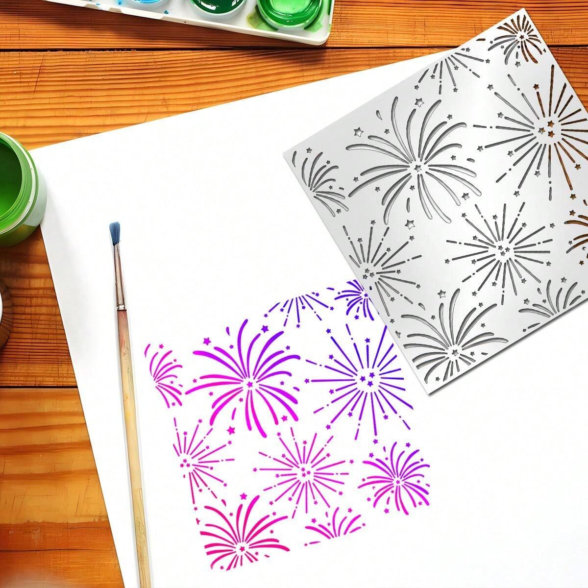 Fireworks Bursting Shape Journal Stencil Template, Festival Greeting ...