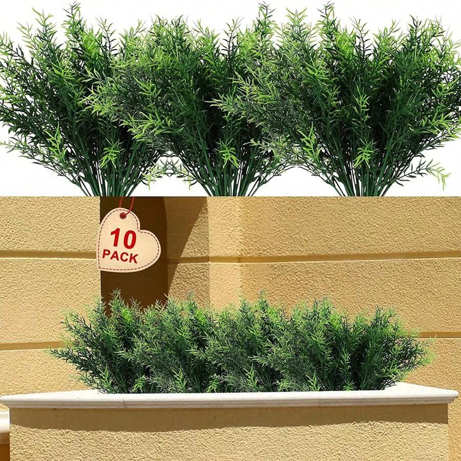 3pcs Lush Summer Simulation Green Plant Seven-Pronged Rosemary ...