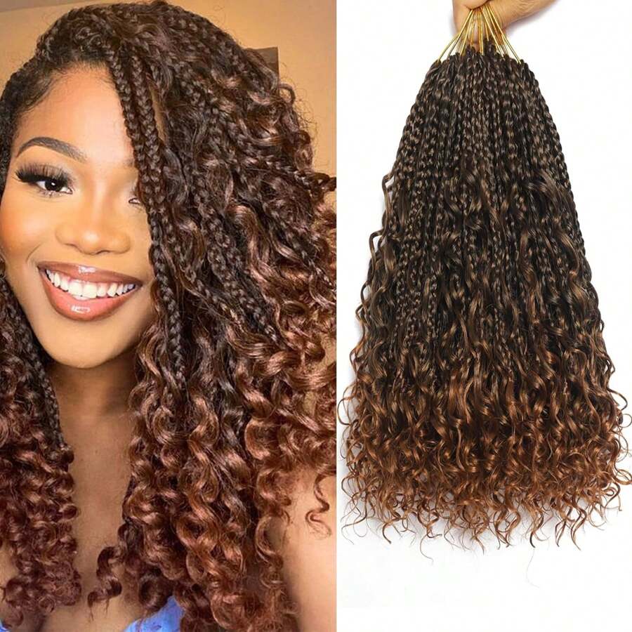 18 Inch 3 Packs Boho Box Braids Crochet Hair Bohemian Crochet Box ...