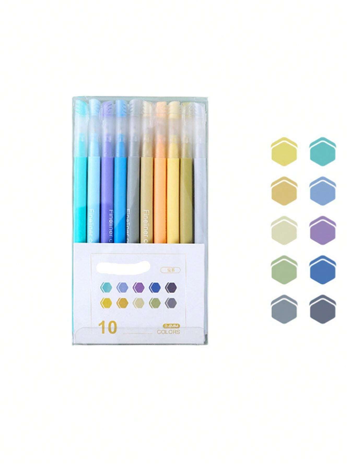 10-Color Sweet Style Journal Pens Set Multicolor Fiber Tip Pens For ...