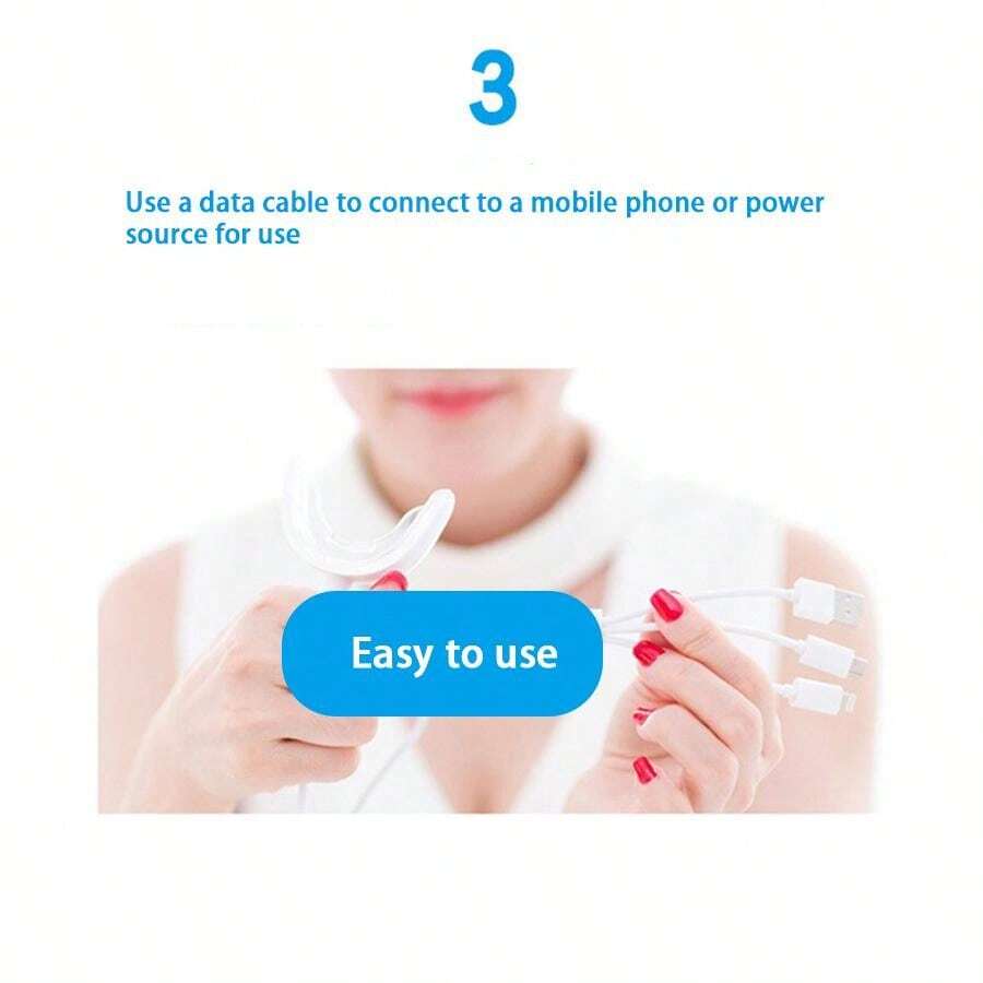 1pc LED Teeth Whitening Device With Blue Light And Cable, Women's ...
