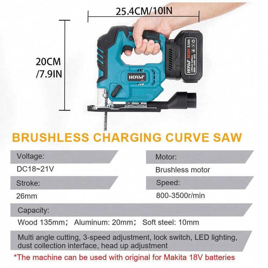 Hormy Brushless Rechargeable Curve Saw Set, Multipurpose Handheld ...
