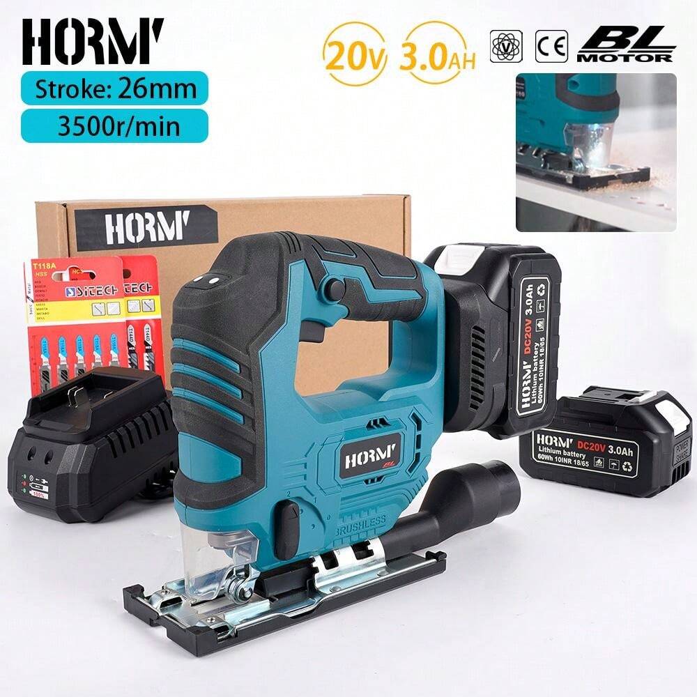 Hormy Cordless Brushless Jigsaw Kit 20V Curve Saw, Multi-Functional ...