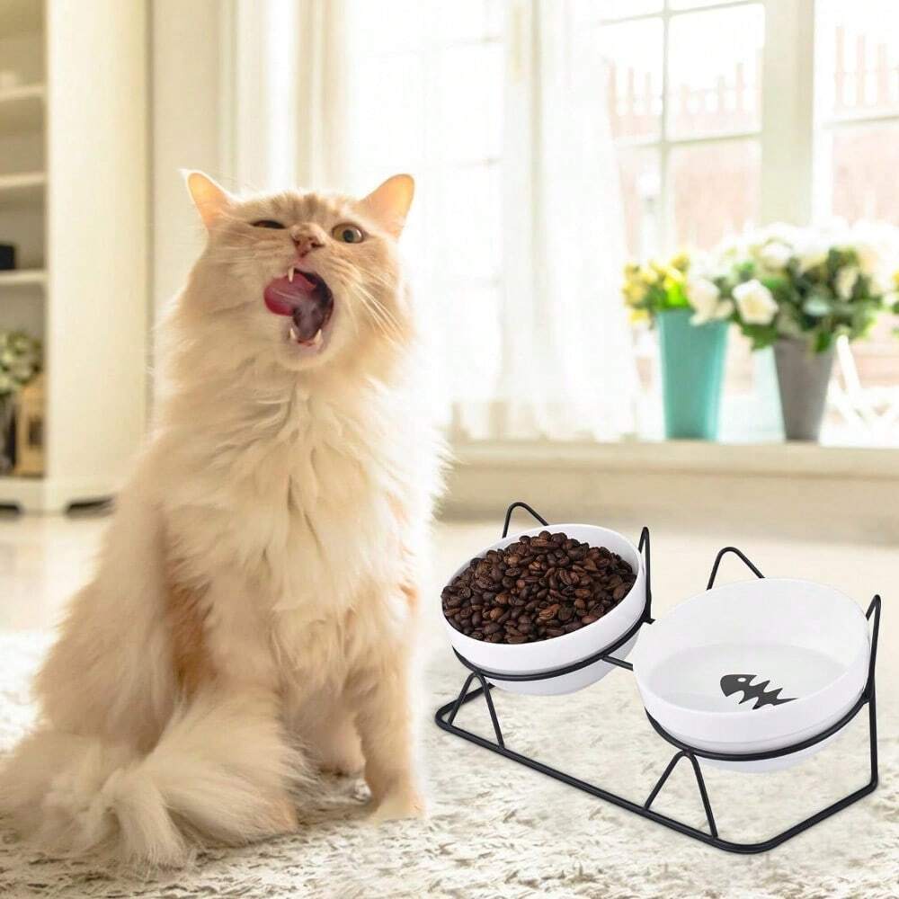 Cat Bowl Ceramic Double Bowl Water Bowl To Protect Cervical Vertebra ...