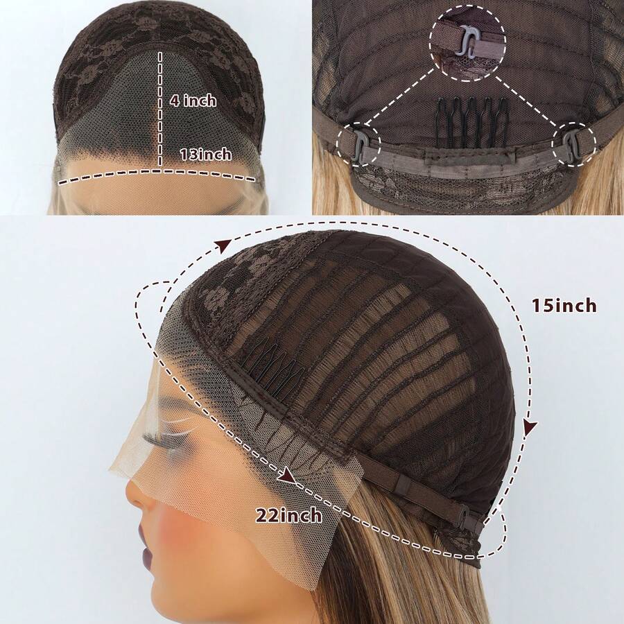 Highlights Brown Color Synthetic Lace Front Wigs Glueless Pre-Plucked ...