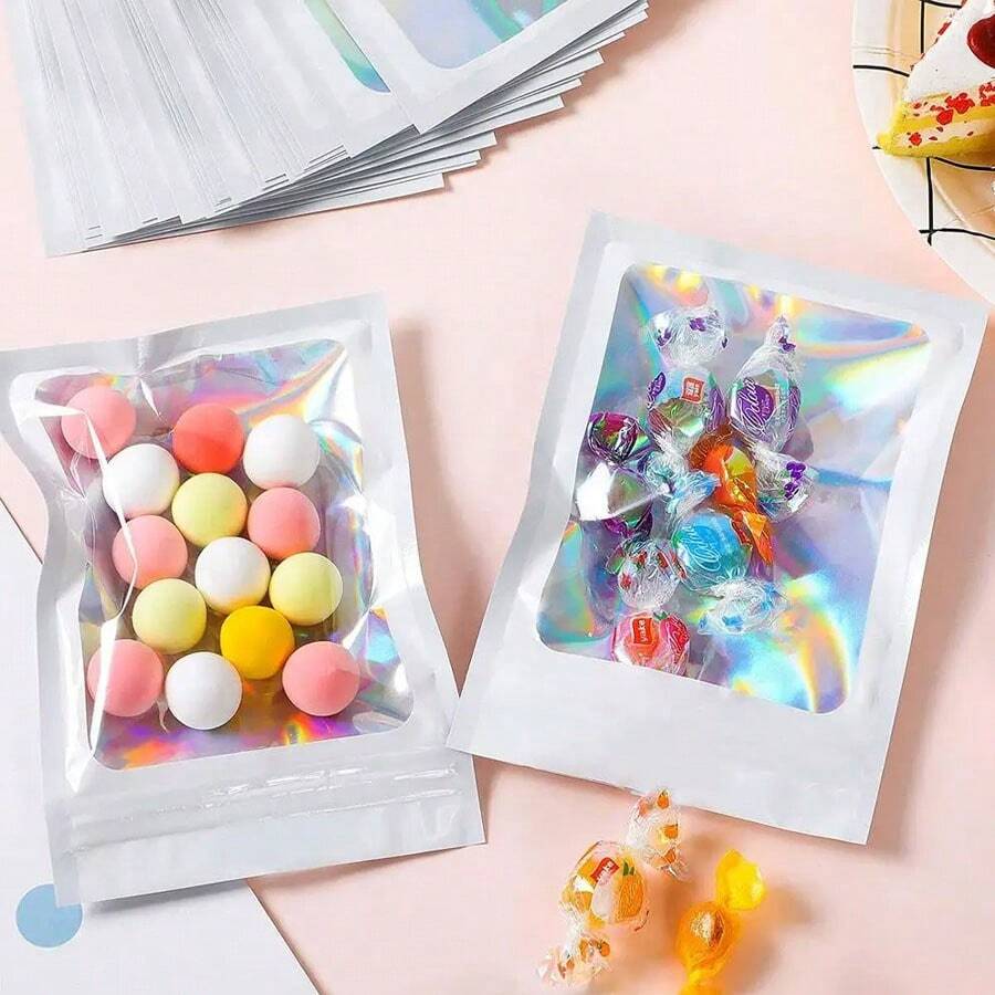 50/20/10pcs Iridescent Ziplock Bags, Laser Colorful Self-Sealing Bags ...