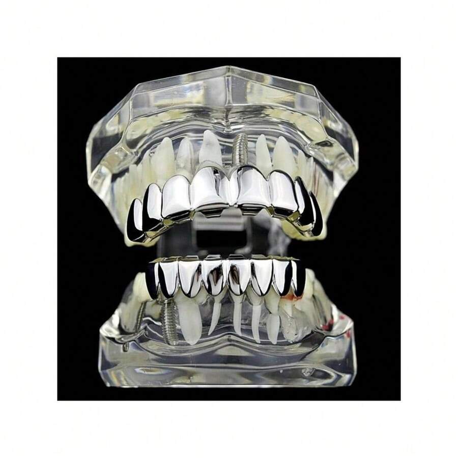 Unisex Teeth Grills Hip Hop Brace Dental Top&Bottom Set Mouth Punk ...