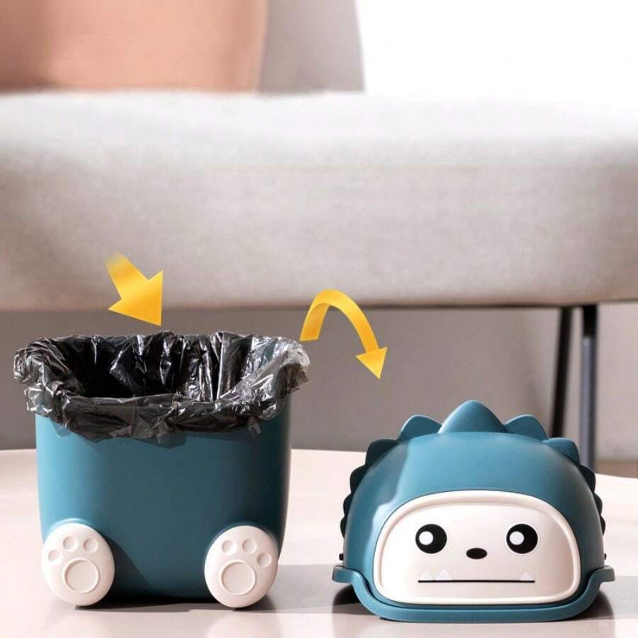 Mini Desktop Monster Trash Can With Flip Lid For Household Living Room ...