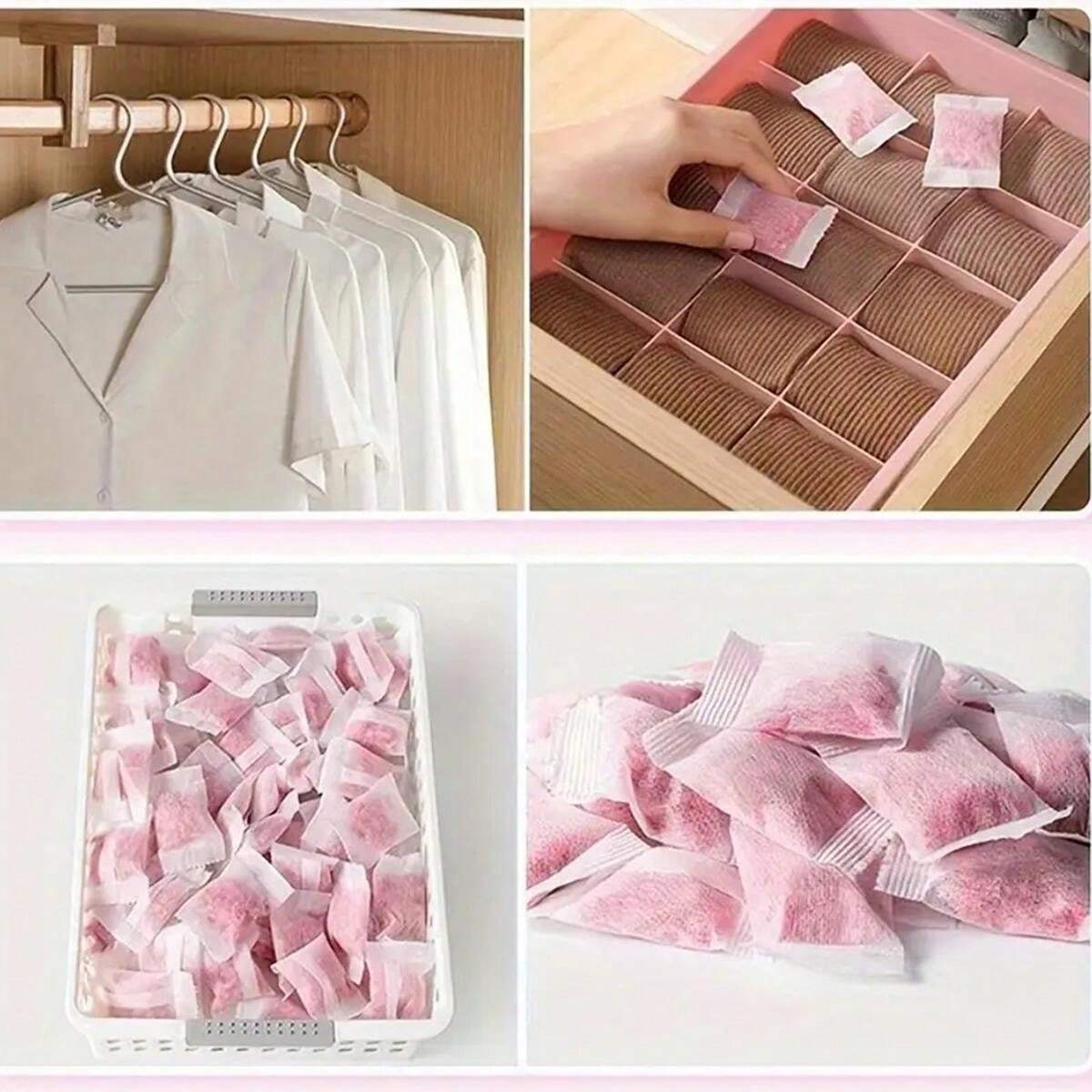 48pcs/Set Closet Sachets, Natural Wood Fresheners With Rose Aroma ...