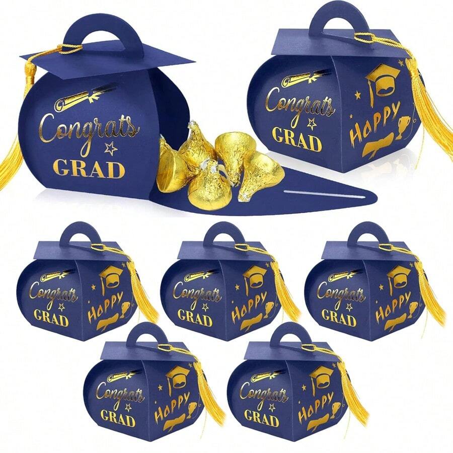 5 Pcs 2024 Graduation Candy Boxes Graduation Cap Gift Box With Tassel ...