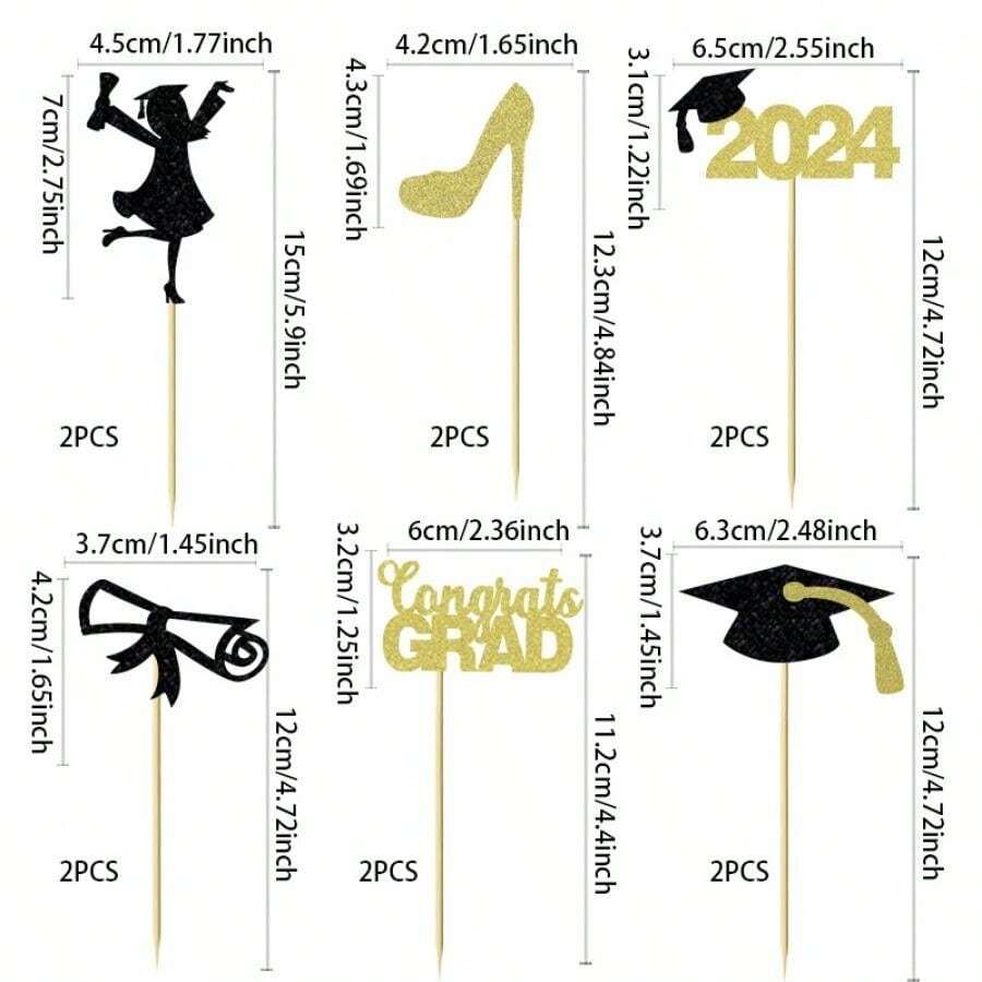 12pcs Set - Women Congratulation 2024 Graduation High Heel Shoes ...