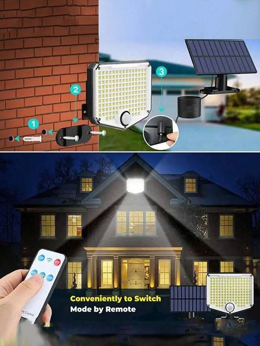 1/2pcs 153LED Single Head Solar Wall Light (With Remote Control), 3 ...