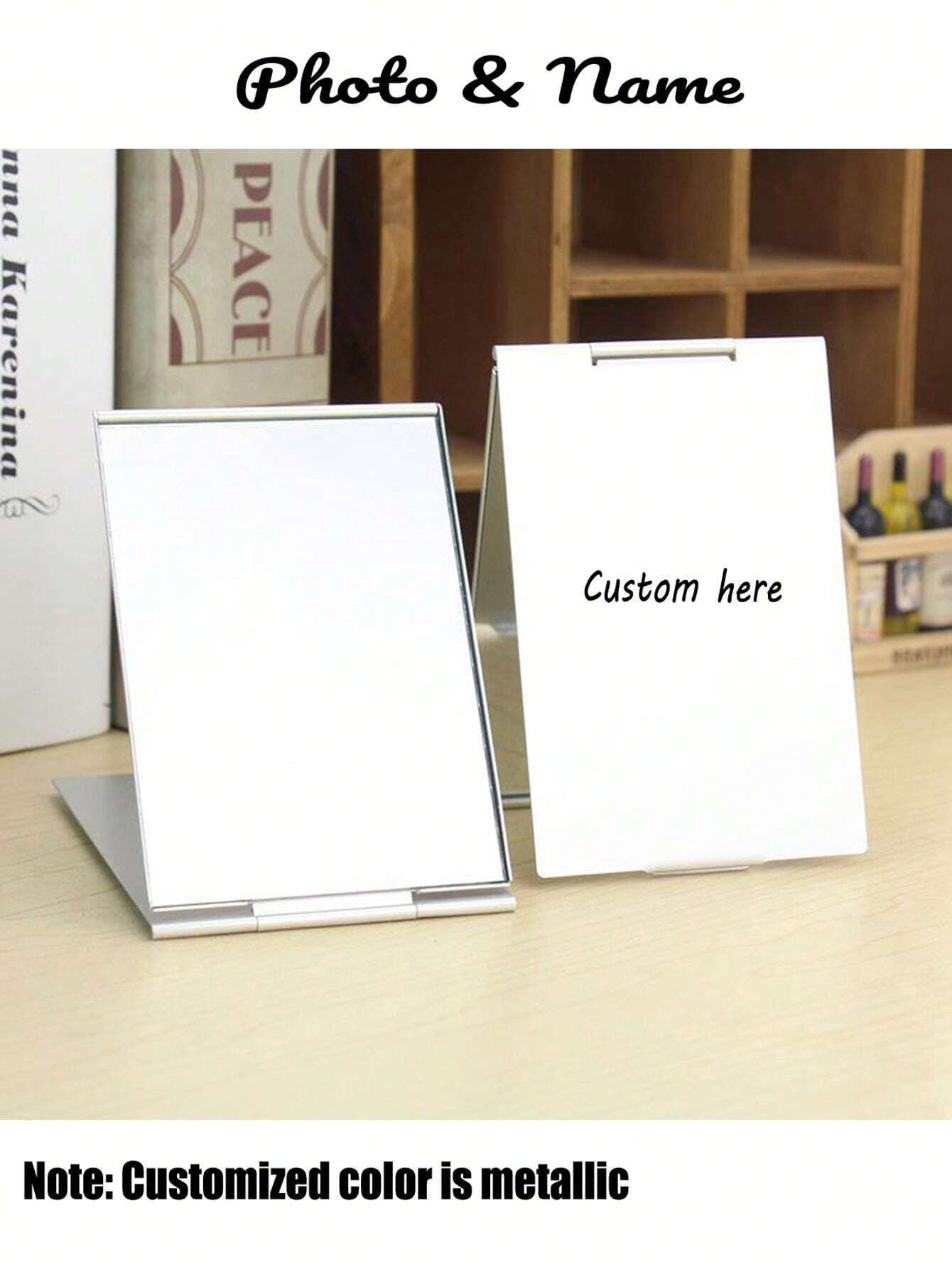 1pc Custom Aluminum Folding Mirror Pocket Mini Portable Makeup Mirrors ...