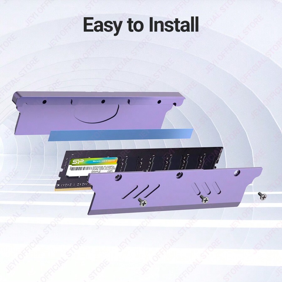 JEYI 2pcs Memory RAM Heatsink With Thermal Pads, Desktop RAM Cooler DDR Radiation Dissipate For ...