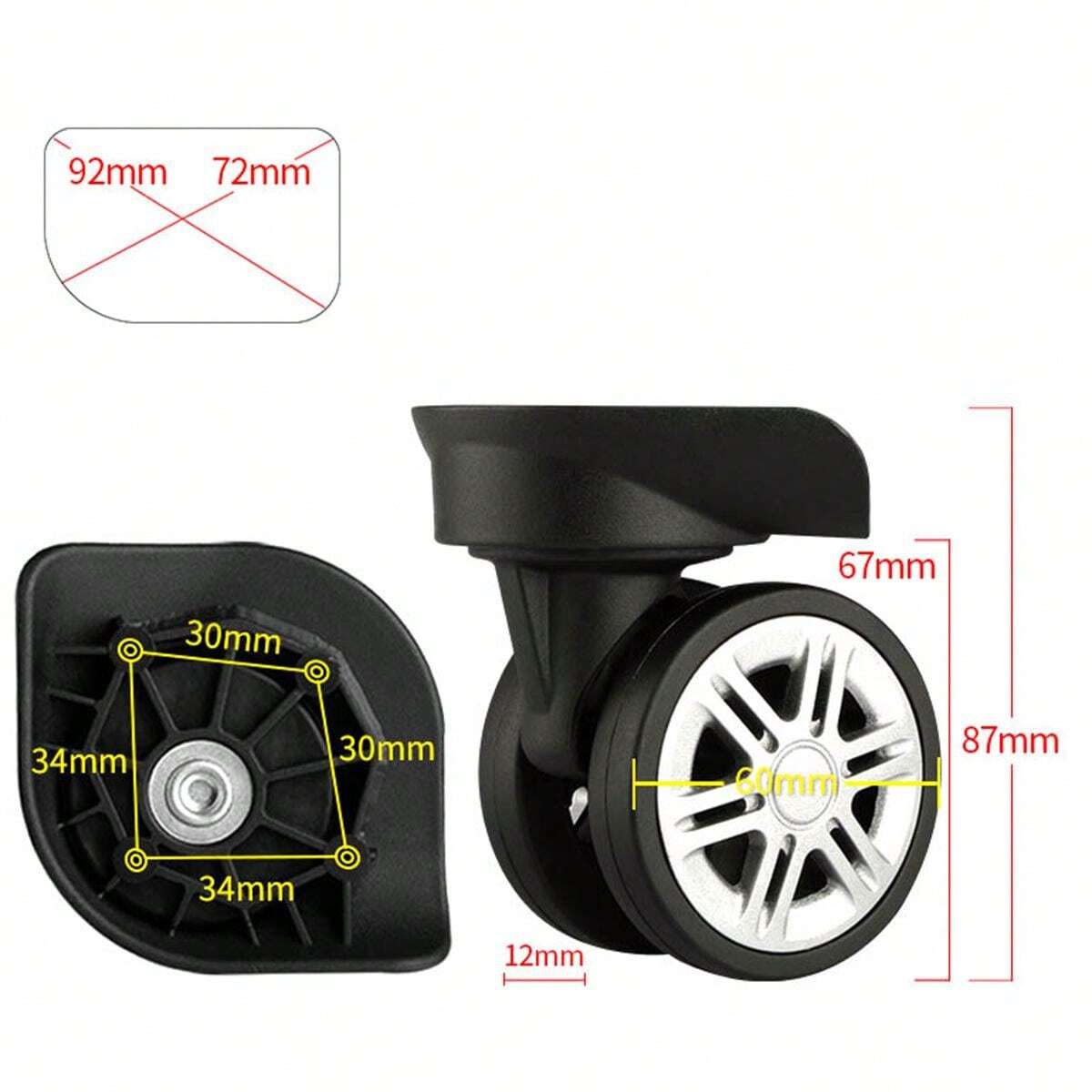 Travel Luggage Suitcase Wheel Replacement Part - Mute, Wear-Resistant ...